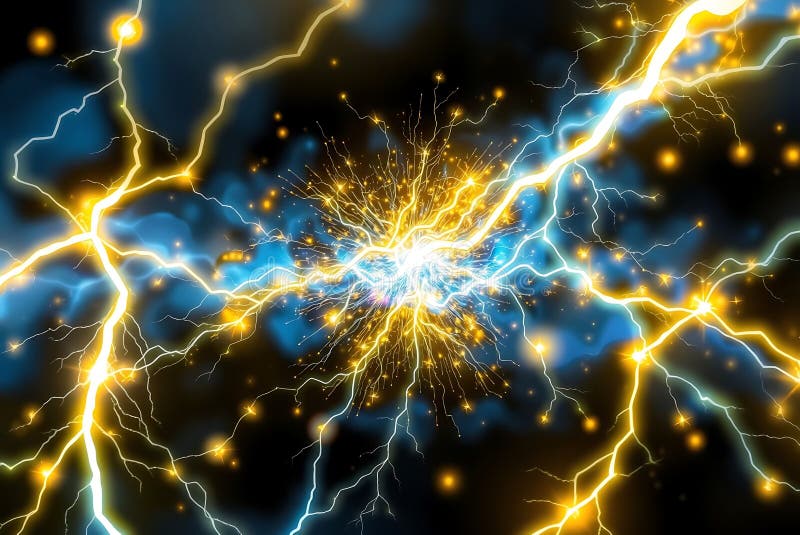 Lightning and Thunder Yellow and Blue Glow and Sparkle Effect with ...