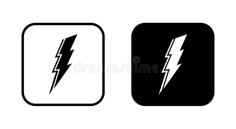 Lightning, Thunderbolt Icon in Black Square Stock Vector - Illustration ...