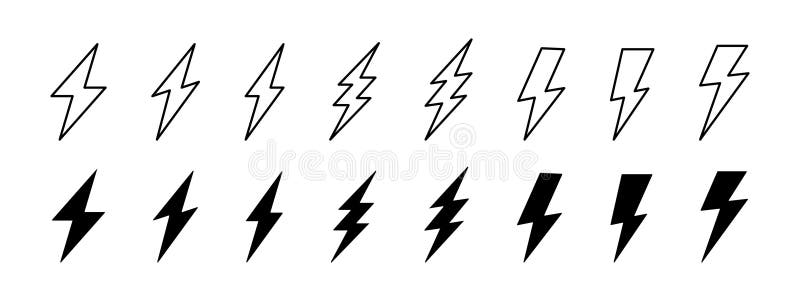 Lightning, Thunderbolt Icon. Electric Lightning Vector Icons Collection ...