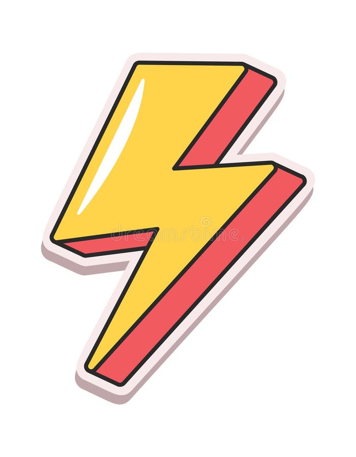 Lightning Thunderbolt Retro Sticker Design Stock Illustration ...