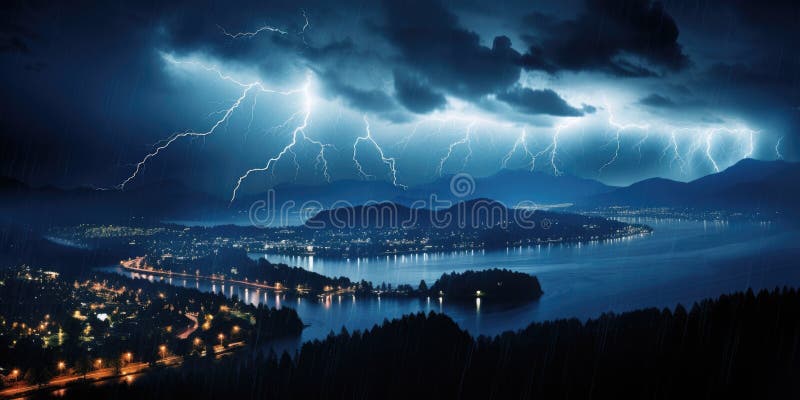 Lightning from a Thundercloud at Night. Some Lightning during ...