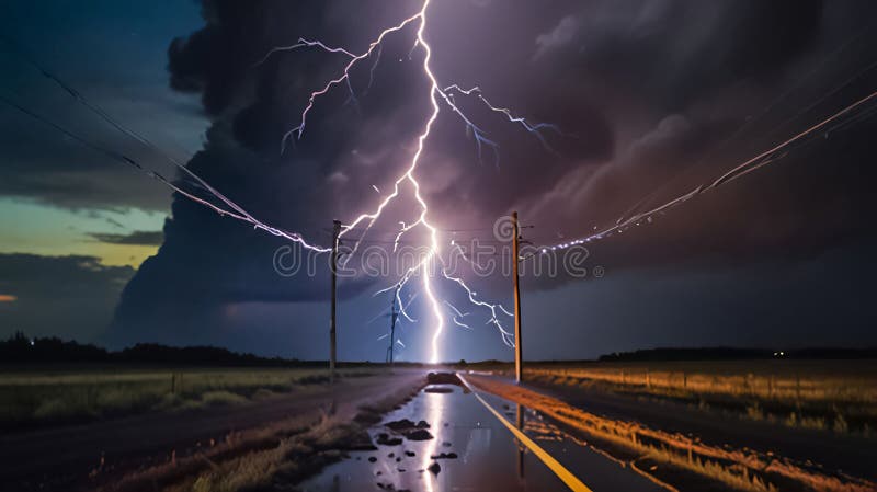 Lightning Thunderstorm Flash Over the Dark Sky, Concept on Topic ...