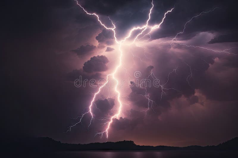 Lightning Thunderstorm Flash Over the Night Sky. Concept on Topic ...