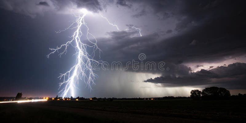Lightning Thunderstorm Flash Over the Night Sky Stock Illustration ...