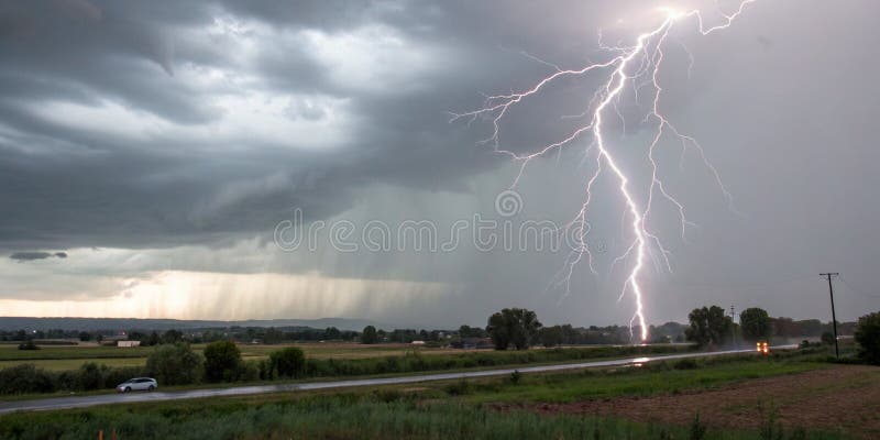Lightning and Thunderstorm Flash with Raining Background Stock ...