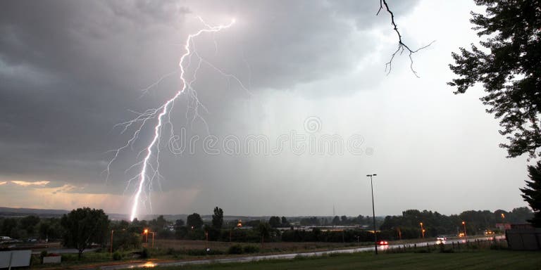 Lightning and Thunderstorm Flash with Raining Background Stock ...