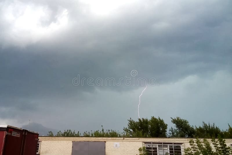 Lightning during Thunderstorm in the Sky. Natural Phenomenon of Stock ...