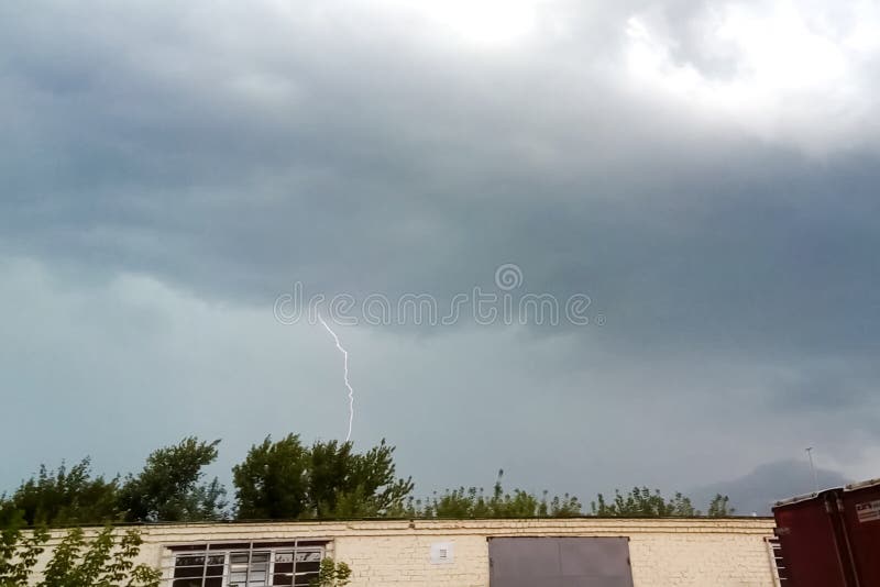 Lightning during Thunderstorm in the Sky. Natural Phenomenon of Stock ...