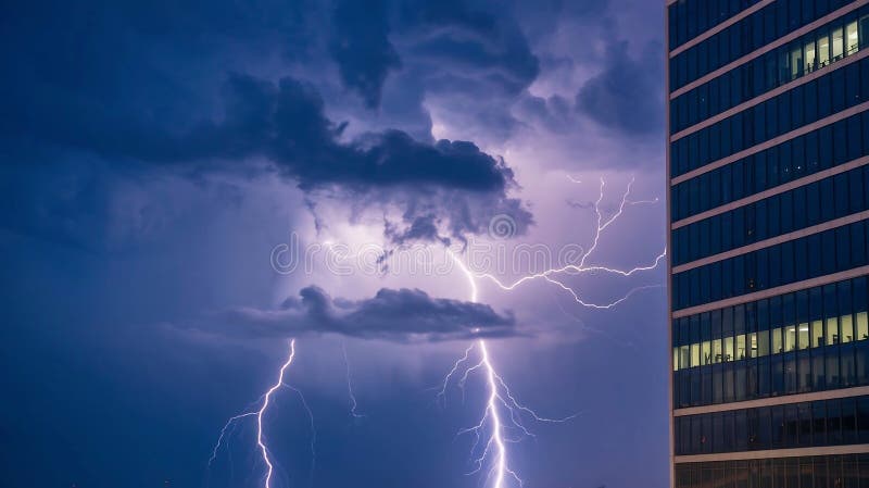 Lightning Thunderstorms Flash Over the Night Sky.weather, Cataclysms ...