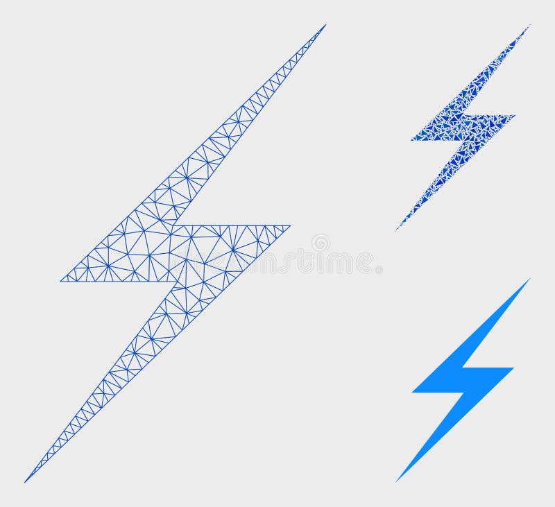 Lightning Vector Mesh Wire Frame Model and Triangle Mosaic Icon Stock ...