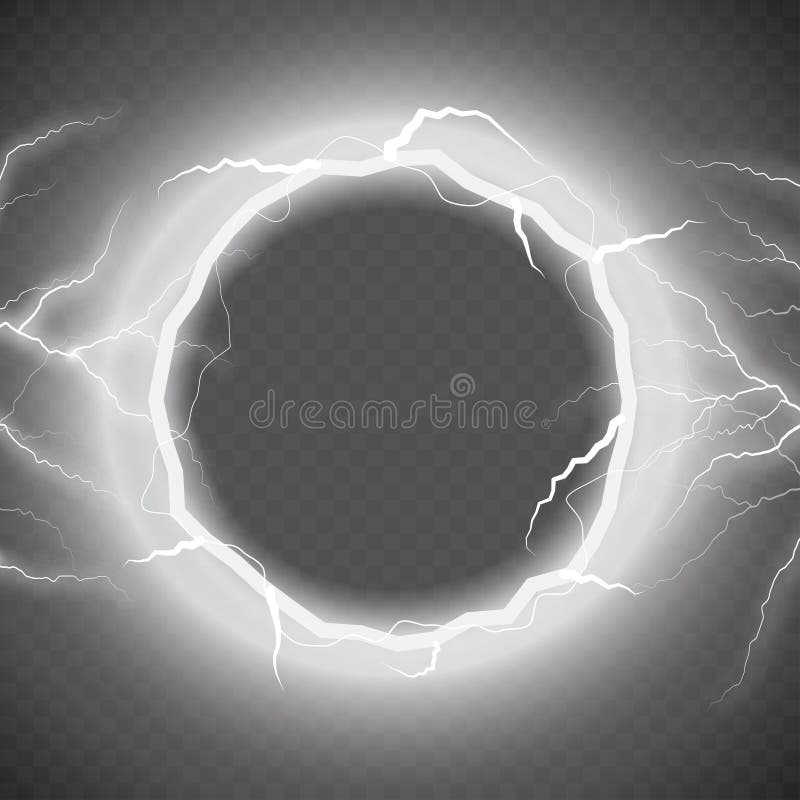 Lightning Vector Round Text Frame on Transparent Background Stock ...