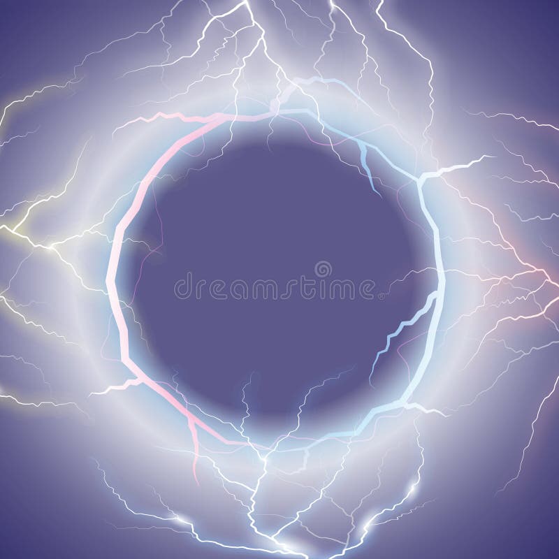 Lightning Vector Round Text Frame on Transparent Background Stock ...