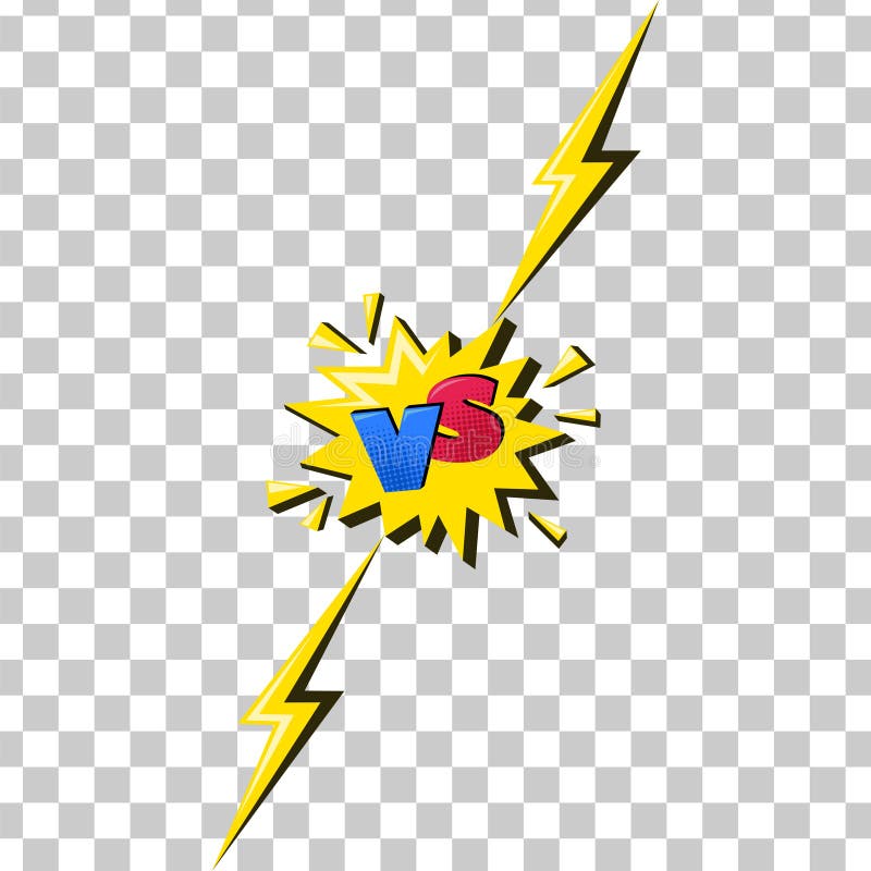 Lightning with Versus Sign. Comic Challenge Symbol with Yellow Flash ...