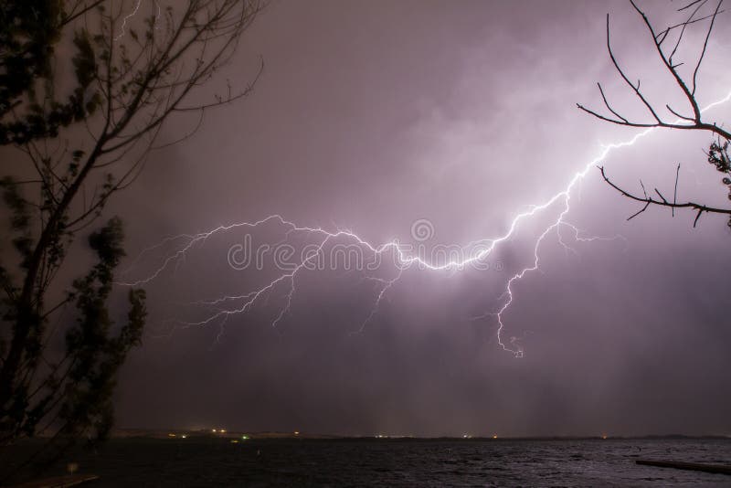 Lightning on the water stock image. Image of outside - 74123985