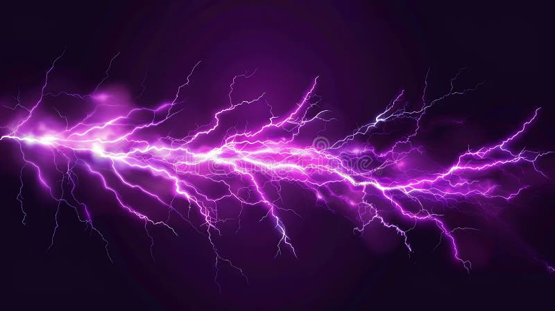 Lightnings, Purple Thunderbolt Strikes at Night. Electric Effects ...