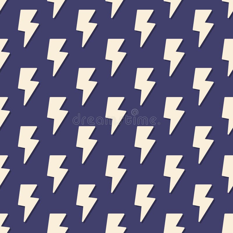 Lightnings Seamless Pattern. a Repeating Thunder Sign on a Dark Blue ...