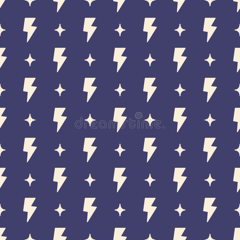 Lightnings Seamless Pattern. a Repeating Thunder Sign on a Dark Blue ...