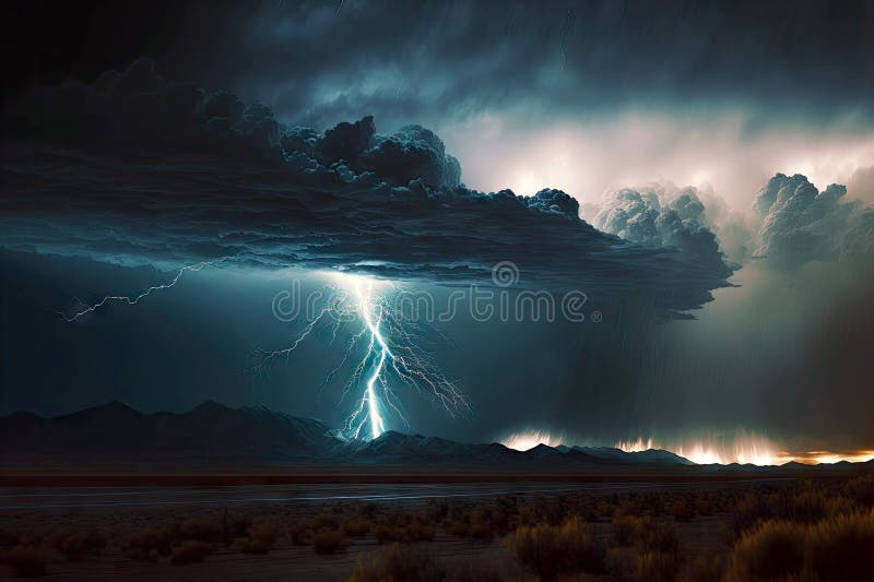 Lightnings and Storm Clouds in Dark Sky Stock Photo - Image of cloud ...