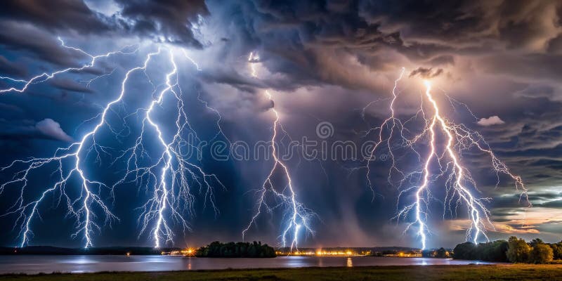 Lightnings and Thunder Bold Stike at Summer Storm Creative AI Stock ...