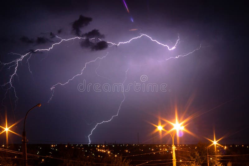 Lightnings and Thunder Bolt Strike Stock Photo - Image of rain, light ...