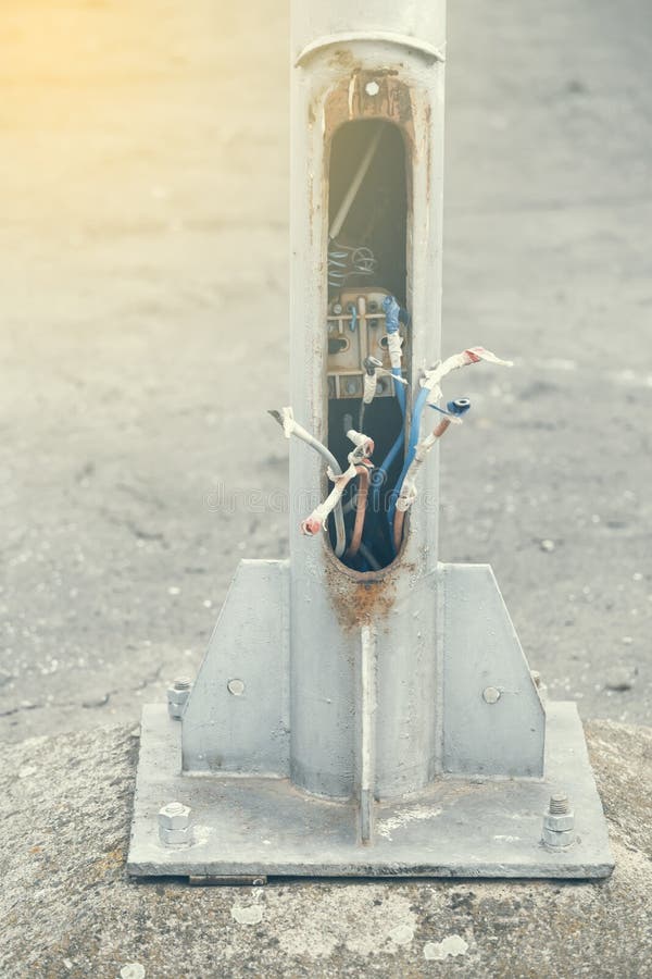 Lightpole Copper Theft, Damaged Street Lights 2 Stock Photo - Image of ...