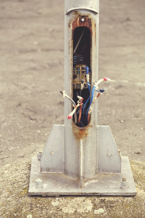 Lightpole Copper Theft, Damaged Street Lights 5 Stock Photo - Image of ...