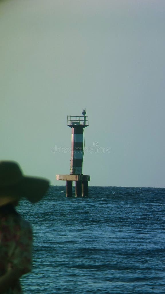 Lightpost in the Sea during Summer Stock Image - Image of summer ...