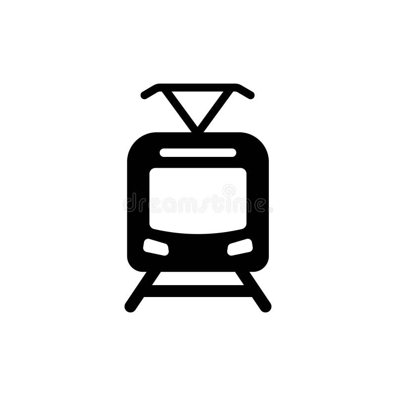 Lightrail or Light Rail Transit with Pantograph Flat Vector Icon for ...