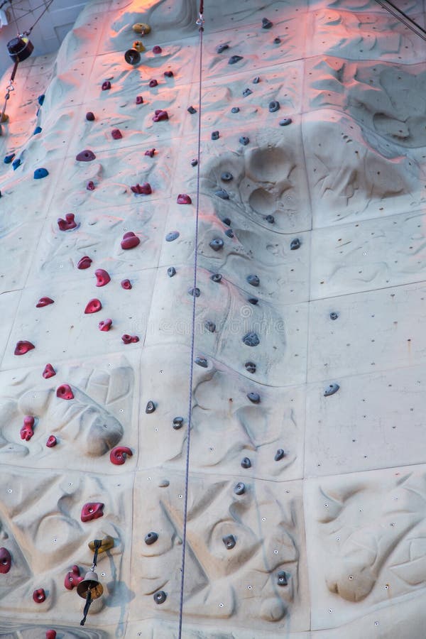Lights and Bells on Rock Climbing Wall Stock Photo - Image of ...