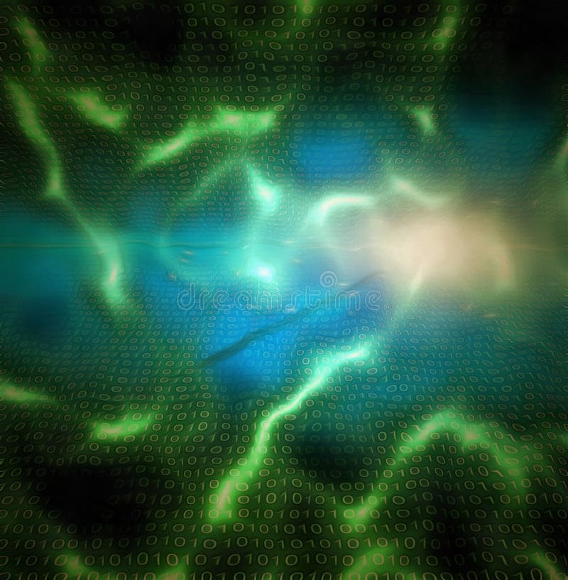 Digital Space with Binary Code Stock Illustration - Illustration of ...