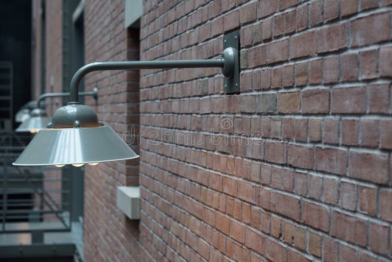 Lights on a brick wall 2 stock photo. Image of building - 53575438