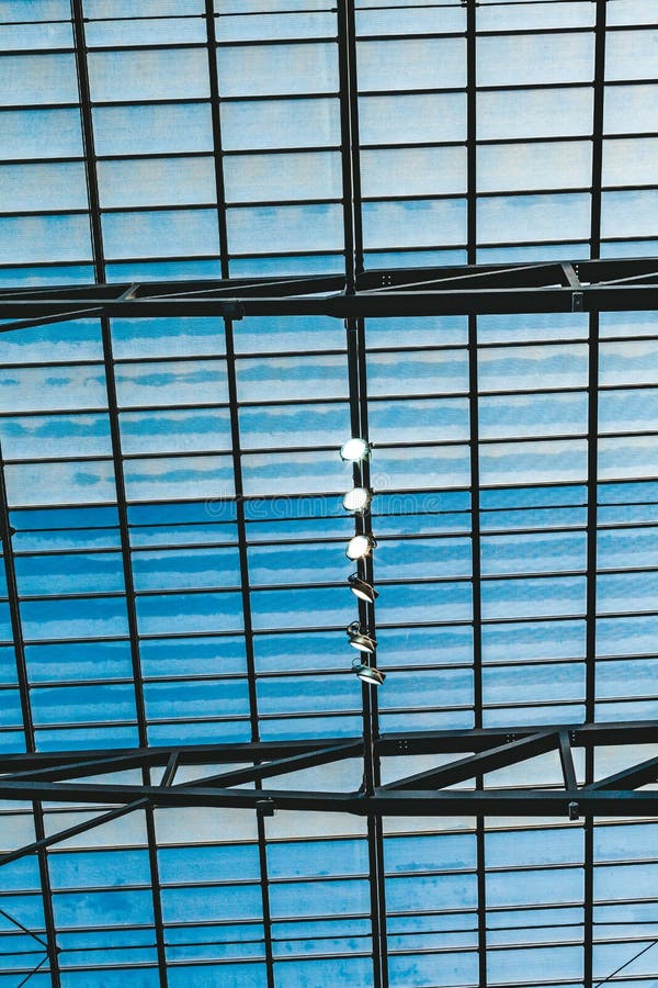 Lights on a Building Metal Structure with a Window Stock Photo - Image ...