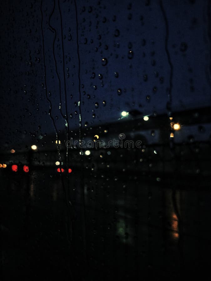 Lights Car at Night in the Rain Stock Image - Image of lights, night ...