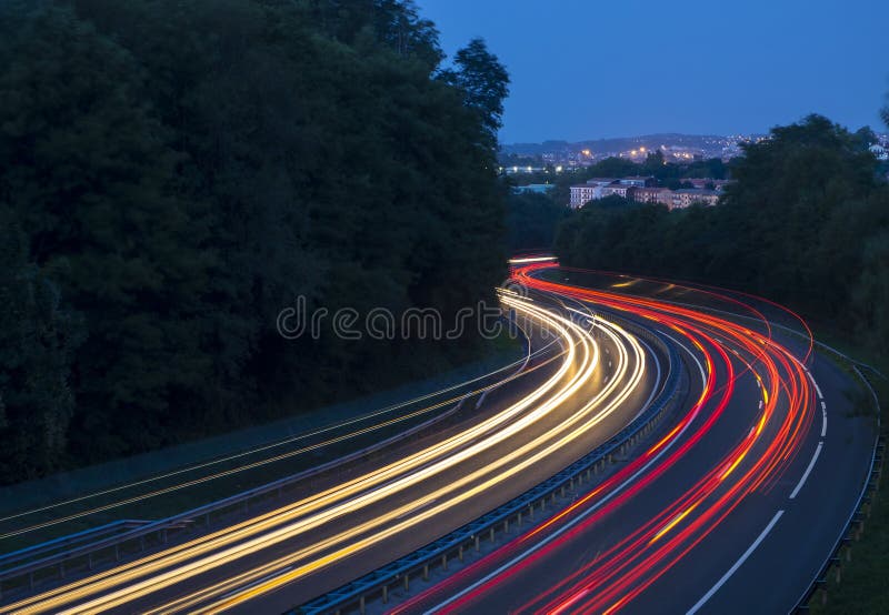 Lights Car Traveling at Night Stock Image - Image of cityscape, speed ...