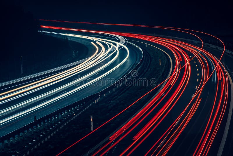 Lights of Cars Driving at Night. Long Exposure Stock Photo - Image of ...