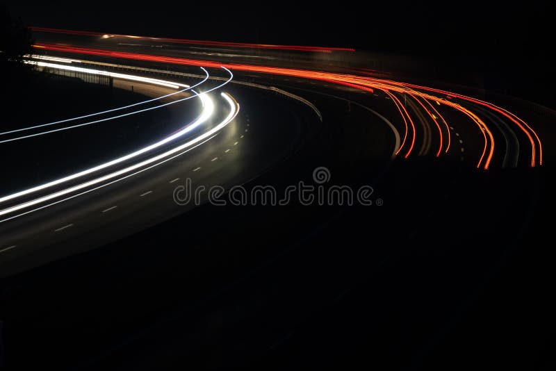 Lights of Cars Driving at Night. Long Exposure Stock Image - Image of ...