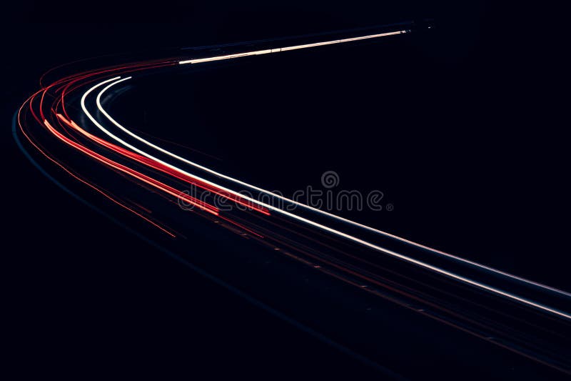 Lights of Cars Driving at Night. Long Exposure Stock Photo - Image of ...
