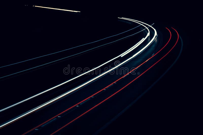 Lights of Cars Driving at Night. Long Exposure Stock Photo - Image of ...