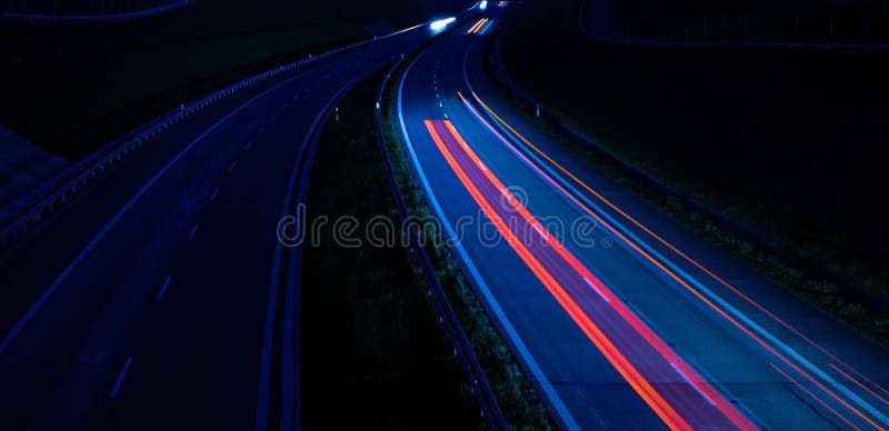 Lights of Cars Driving at Night. Long Exposure Stock Photo - Image of ...