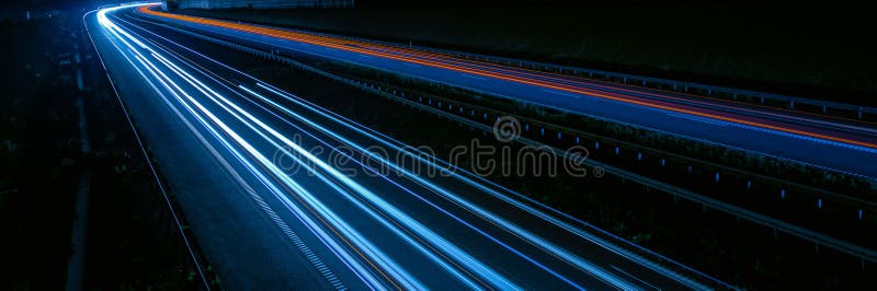 Lights of Cars Driving at Night. Long Exposure Stock Photo - Image of ...