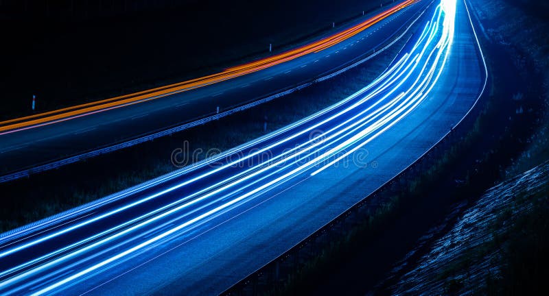 Lights of Cars Driving at Night. Long Exposure Stock Image - Image of ...