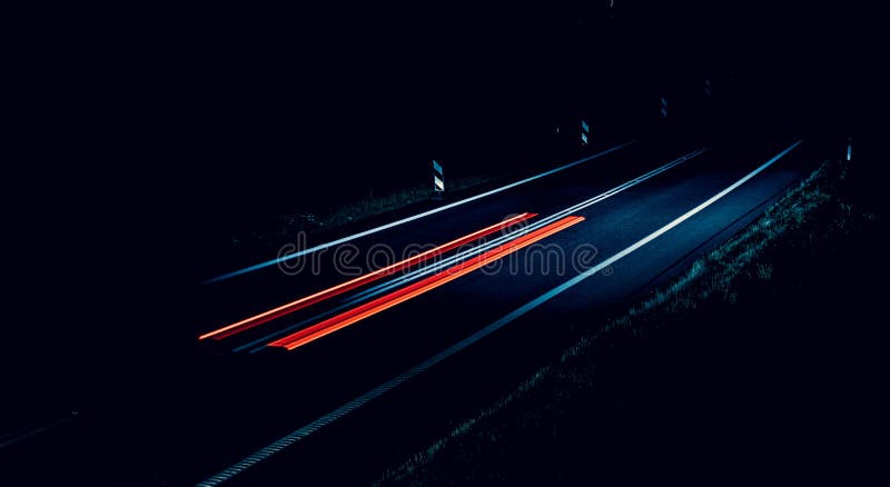 Lights of Cars Driving at Night. Long Exposure Stock Photo - Image of ...