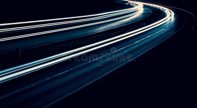 Lights of Cars Driving at Night. Long Exposure Stock Photo - Image of ...