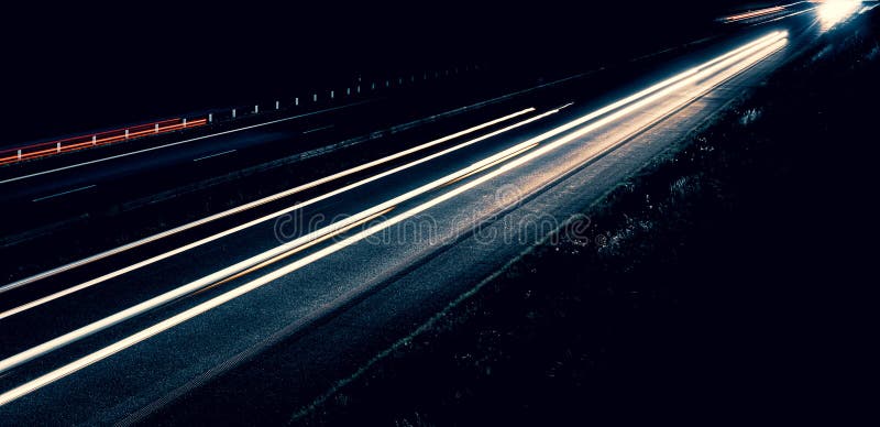 Lights of Cars Driving at Night. Long Exposure Stock Image - Image of ...