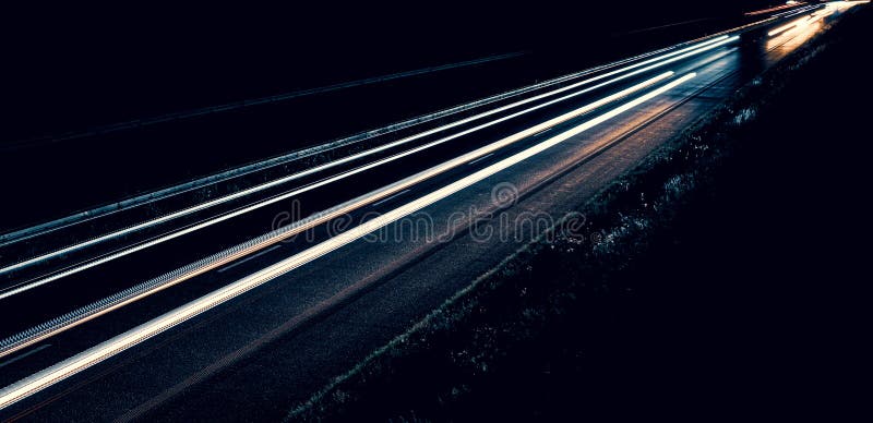 Lights of Cars Driving at Night. Long Exposure Stock Image - Image of ...