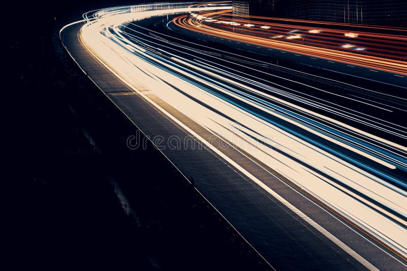 Lights of Cars Driving at Night. Long Exposure Stock Photo - Image of ...