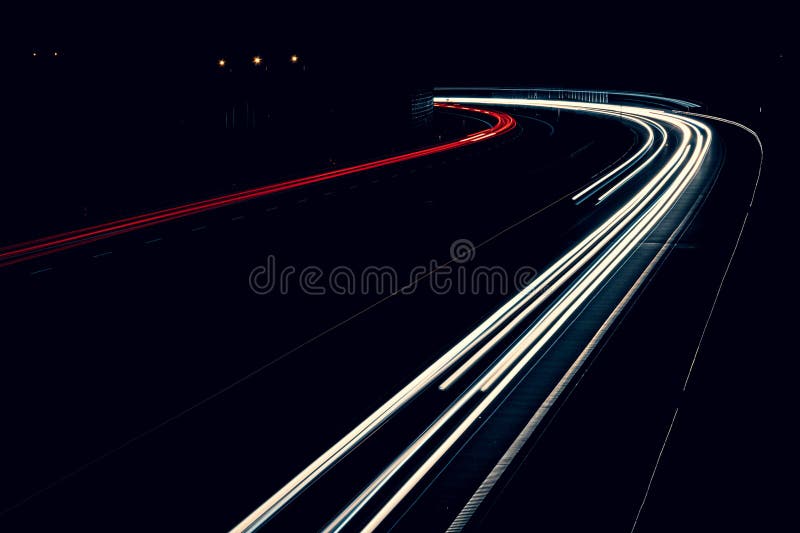 Lights of Cars Driving at Night. Long Exposure Stock Photo - Image of ...