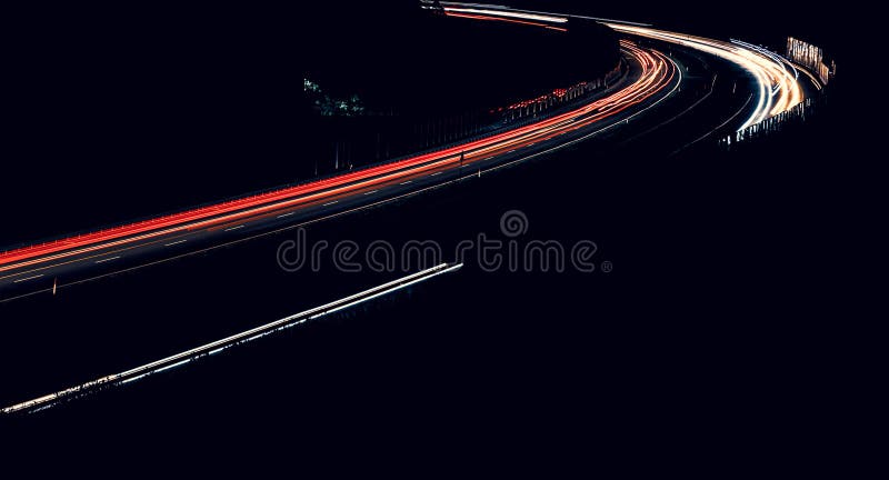 Lights of Cars Driving at Night. Long Exposure Stock Photo - Image of ...