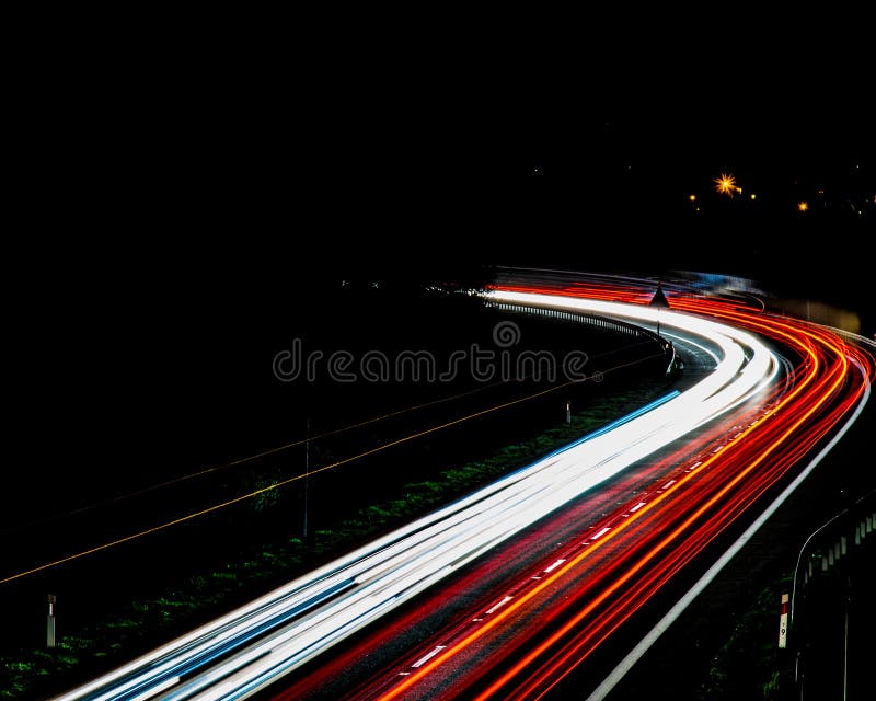 Lights of Cars with Night. Long Exposure Stock Image - Image of fast ...