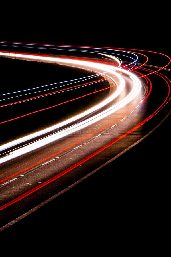Lights of Cars with Night. Long Exposure Stock Photo - Image of blurred ...
